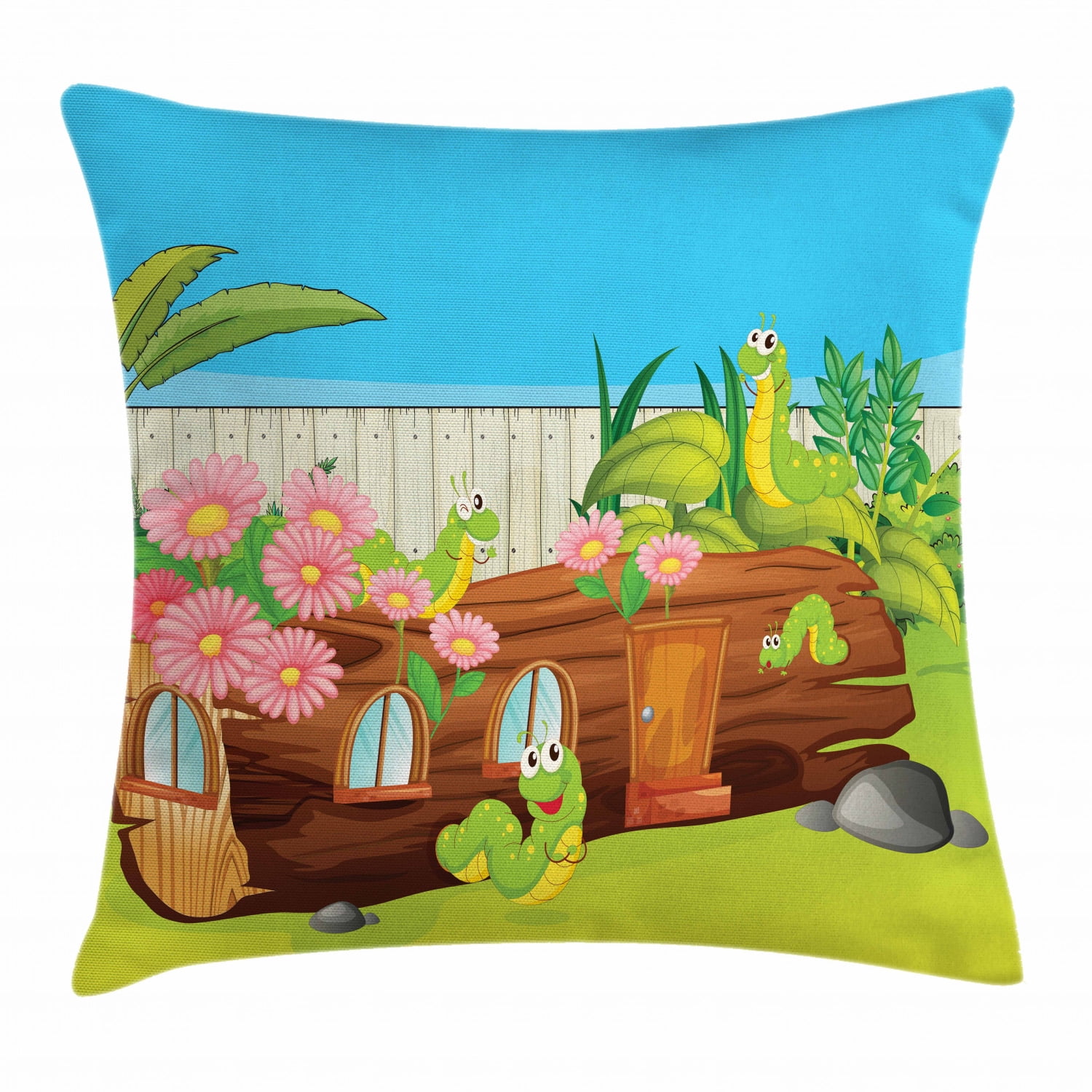 Caterpillar Throw Pillow Cushion Cover, Caterpillars in the Backyard ...