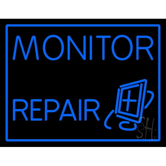 Oval Computer Repair LED Neon Sign 20 x 37 - inches, Clear Edge Cut ...