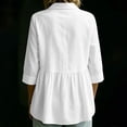 Caywon Women's Collared 3/4 Sleeve Button Down Shirt Peplum Hem Casual ...