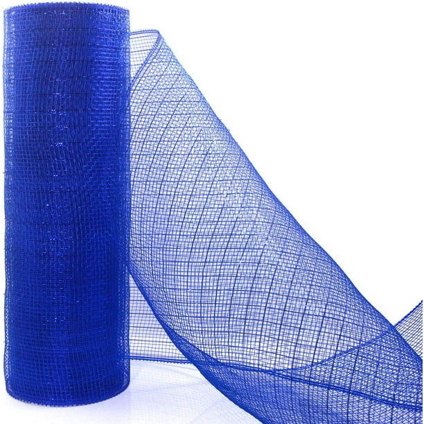 Deco Mesh 10 inch x 10 Yards Each Roll, Set of 2 Royal Blue Metallic ...