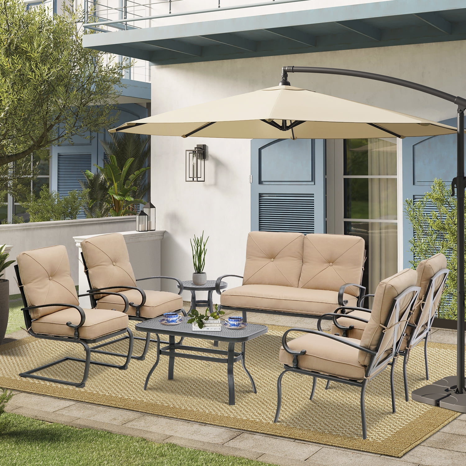 SUNCROWN 7-Piece Outdoor Set - Metal Patio, Garden, Dining with ...