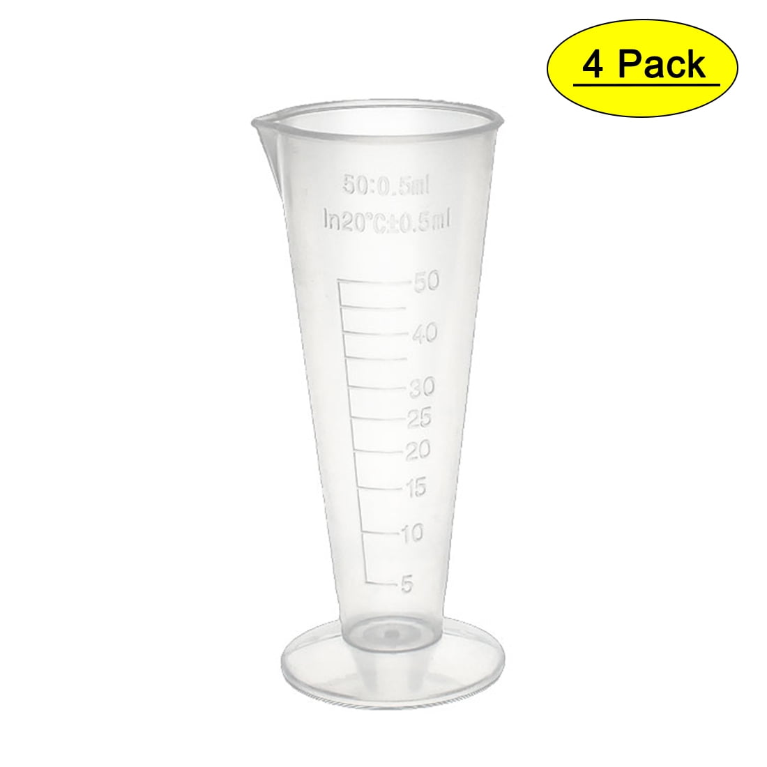 50ml Plastic Conical Beaker Laboratory Graduated Measurement Cylinder ...