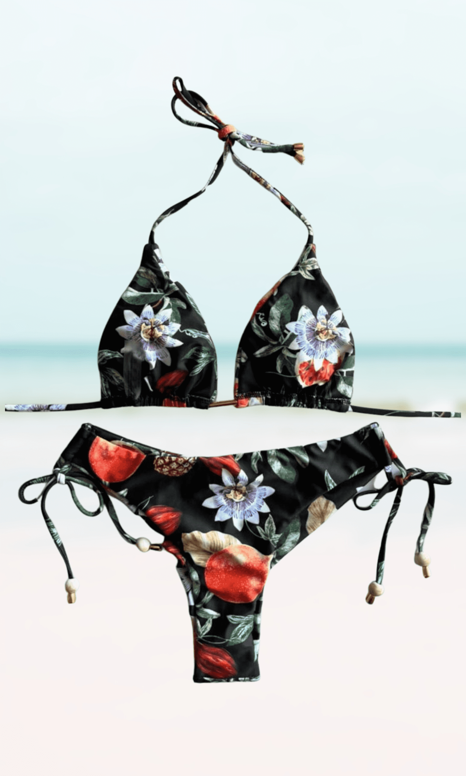 Meloriaswim Sexy Fruity Floral Printed Padded Lace Up Bikini Sets