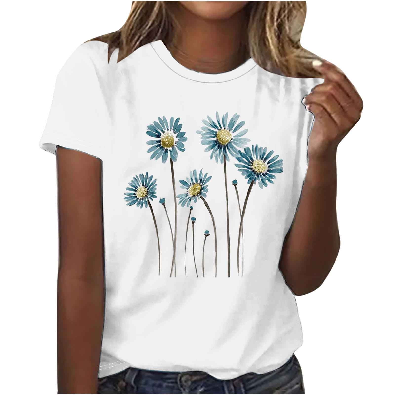 Click here for Faiwad Summer Floral Tops For Womens Casual Round... prices