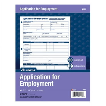 Adams Letter-Size Employment Application Forms, 50 Sheets/Pad, 2-Pack ...