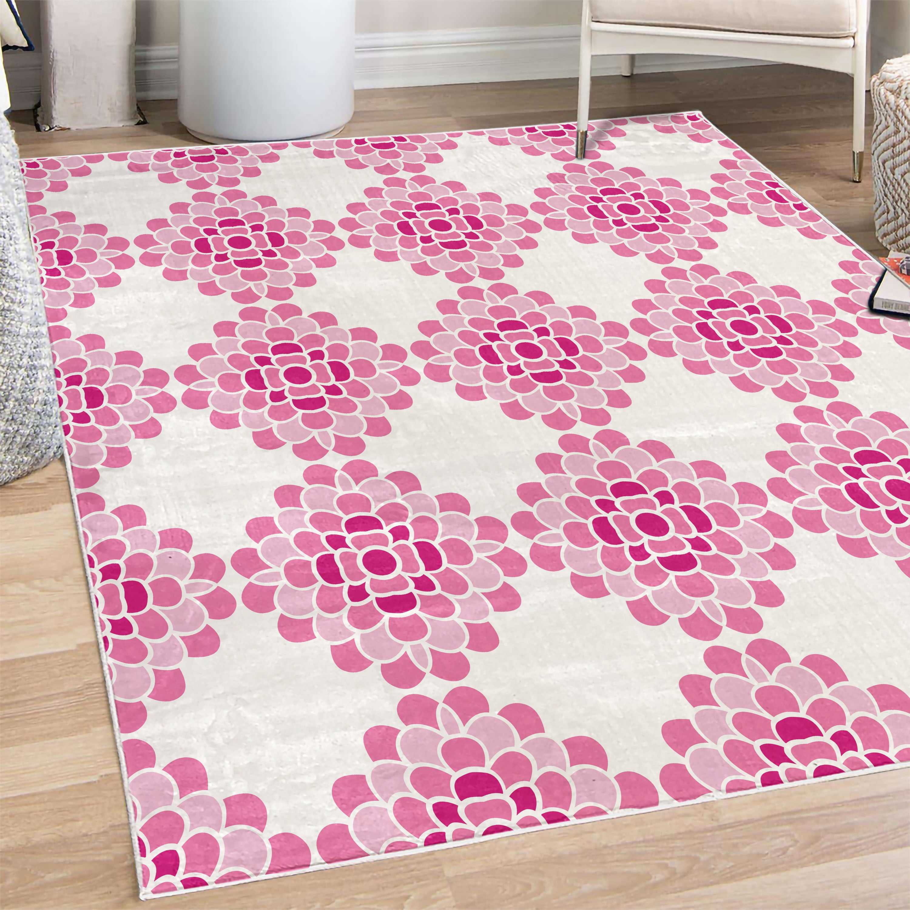 Floral Decorative Rug, Abstract Horizontal Lines Geometric Bold Thin ...