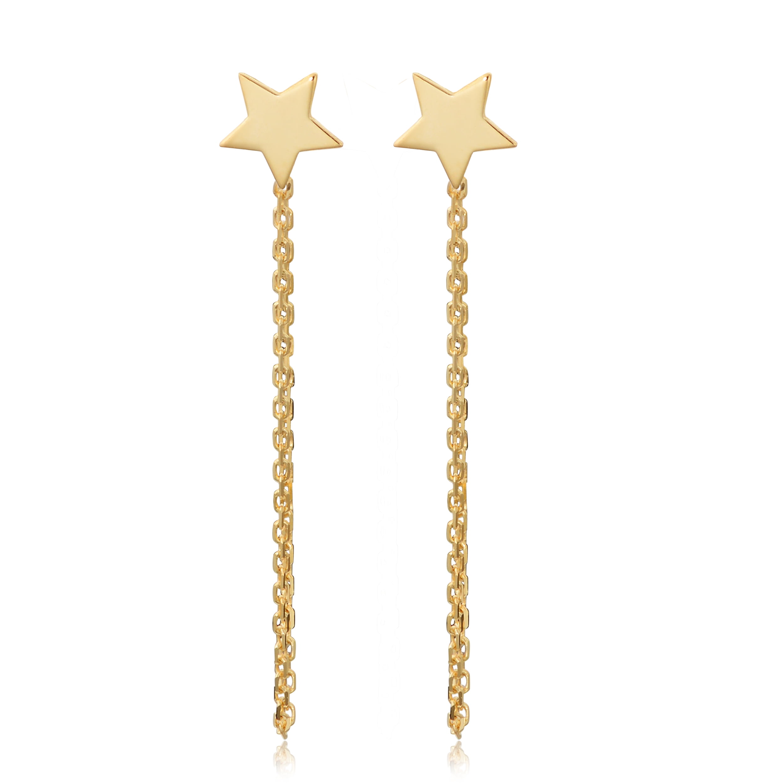 Kooljewelry 14k Yellow Gold 6mm Star Stud Drape Earrings - Walmart.com