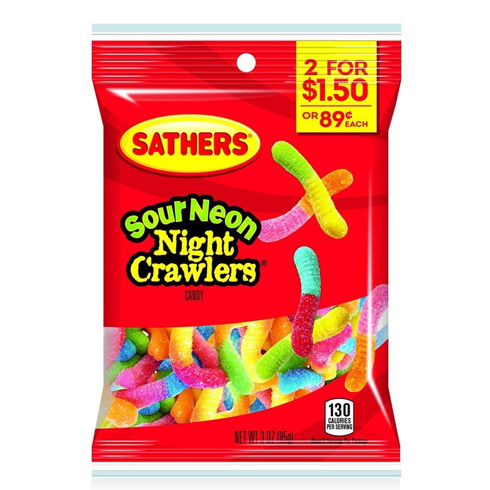 Farley's & Sathers Candy, Sour Neon Crawlers, 3 Ounce, Pack of 12 ...
