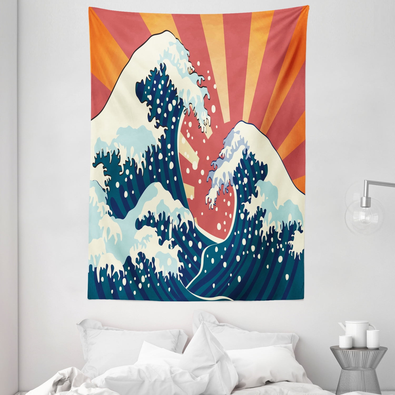 Japanese Wave Tapestry, Japanese Painting Style Summer Seasonal ...