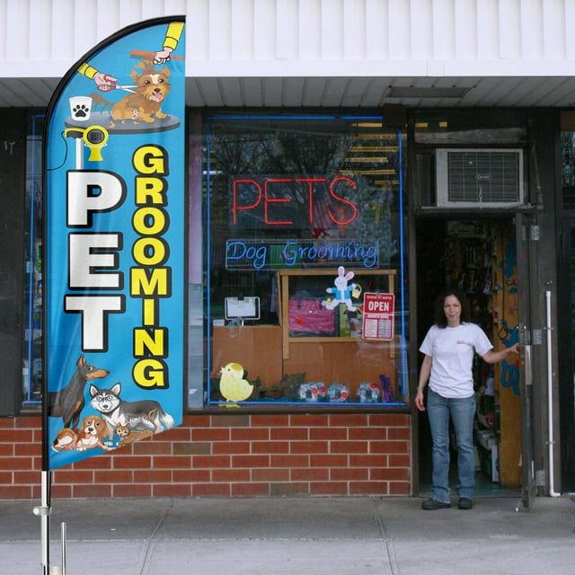 Pet Grooming Swooper Flag, 8FT Pet Grooming Advertising Feather Flag ...