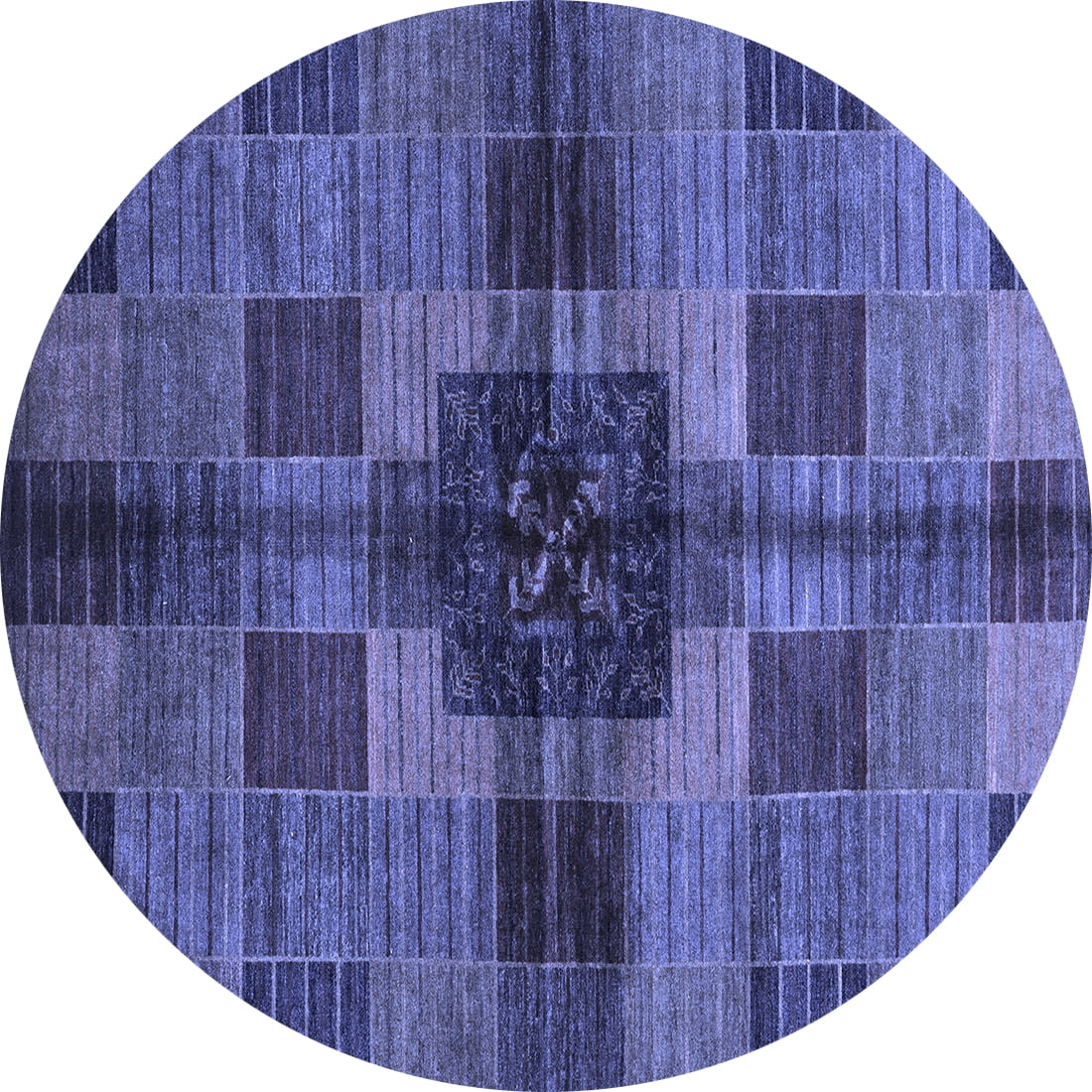 Ahgly Company Indoor Round Checkered Blue Modern Area Rugs, 5' Round ...
