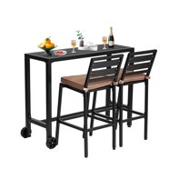 Costway 3 Piece Counter Height Dining Bar Table Set w/2 Stools&3 ...
