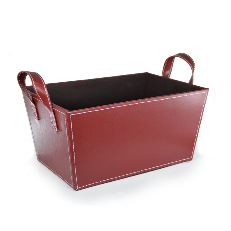 Roosevelt Faux Leather Basket with Handles - Medium 12in - Walmart.com ...