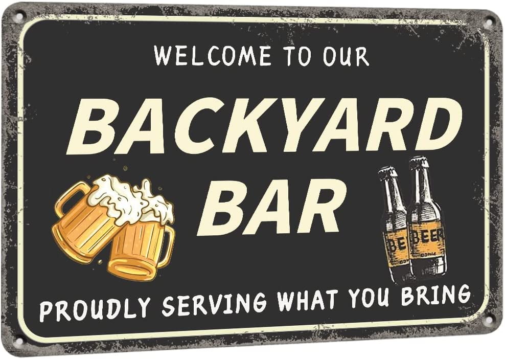 Funny Backyard Bar Sign, Man Cave Bar Sign for Home Bar Decor, Vintage ...