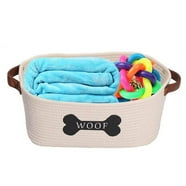 Brabtod Square Dog Toy Basket Storage Cotton Rope Storage Basket Pet ...