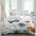 4 Piece Duvet Cover Set Queen, Spring Butterfly Watercolor Blue Flower ...