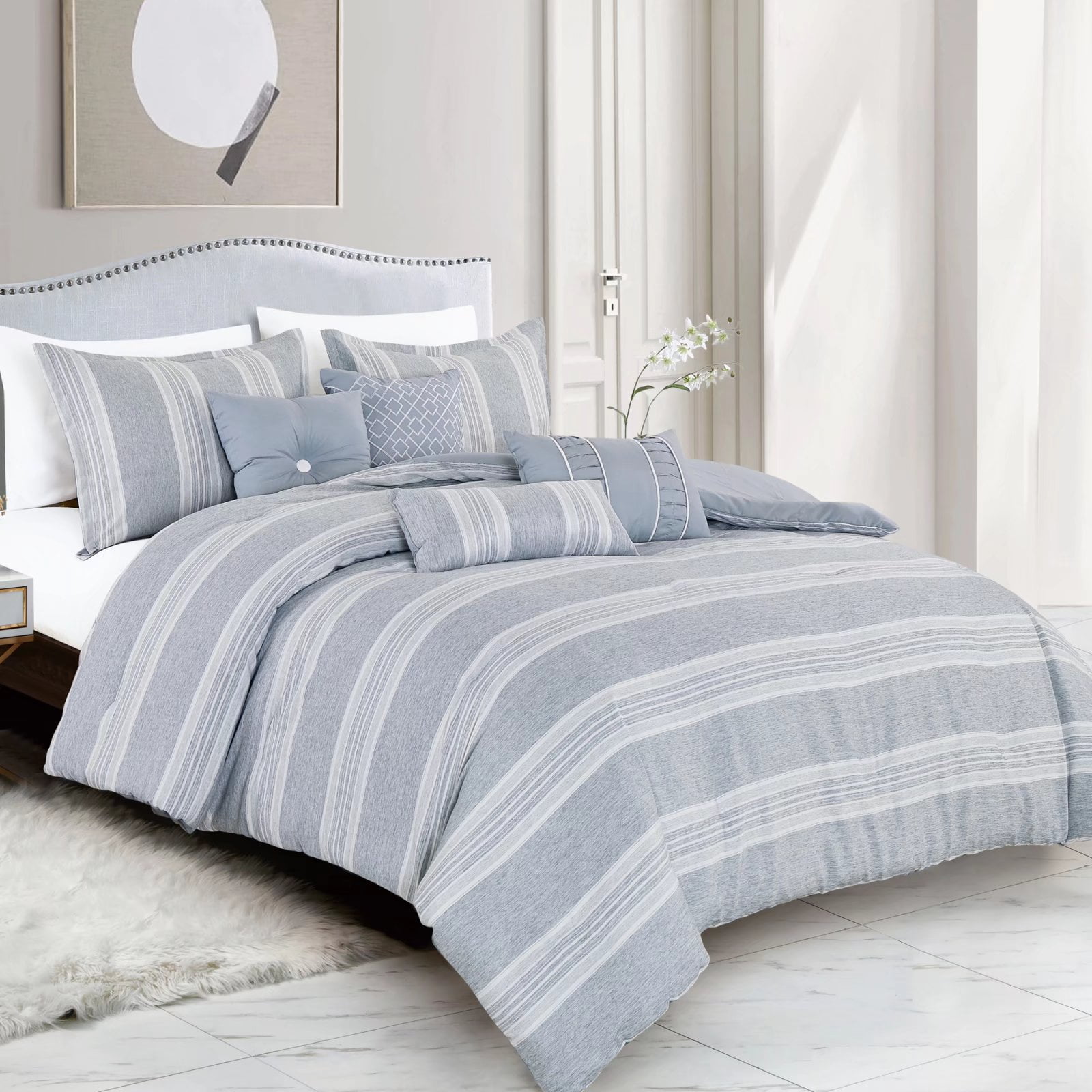 Hgmart Bedding Comforter Set Bed In A Bag 7 Piece Luxury Microfiber