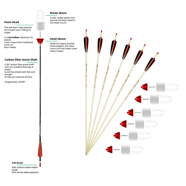 6-Pack Foam Tipped Arrows - 30" - White - Walmart.ca