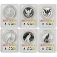 Set of 6 2025 $1 Silver Morgan & Peace PCGS MS70, PR70 Deep Cameo, Rev ...