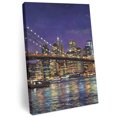 Brooklyn Bridge Canvas Wall Art for Living Room, Night City Urban ...