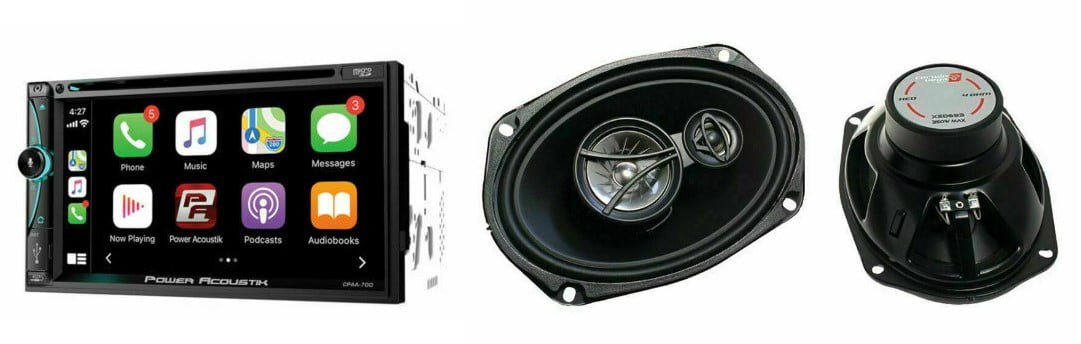 Power Acoustik Double DIN Bluetooth CarPlay Car Stereo w/ (1) 6.9" 3 ...