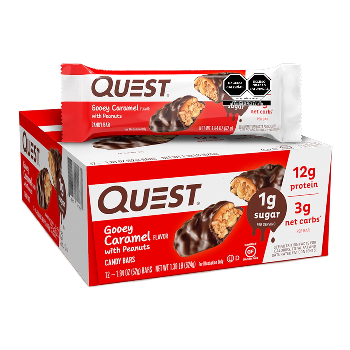 Quest Barra sabor a Caramelo cubierto de Chocolate - Caja de 8 Quest ...