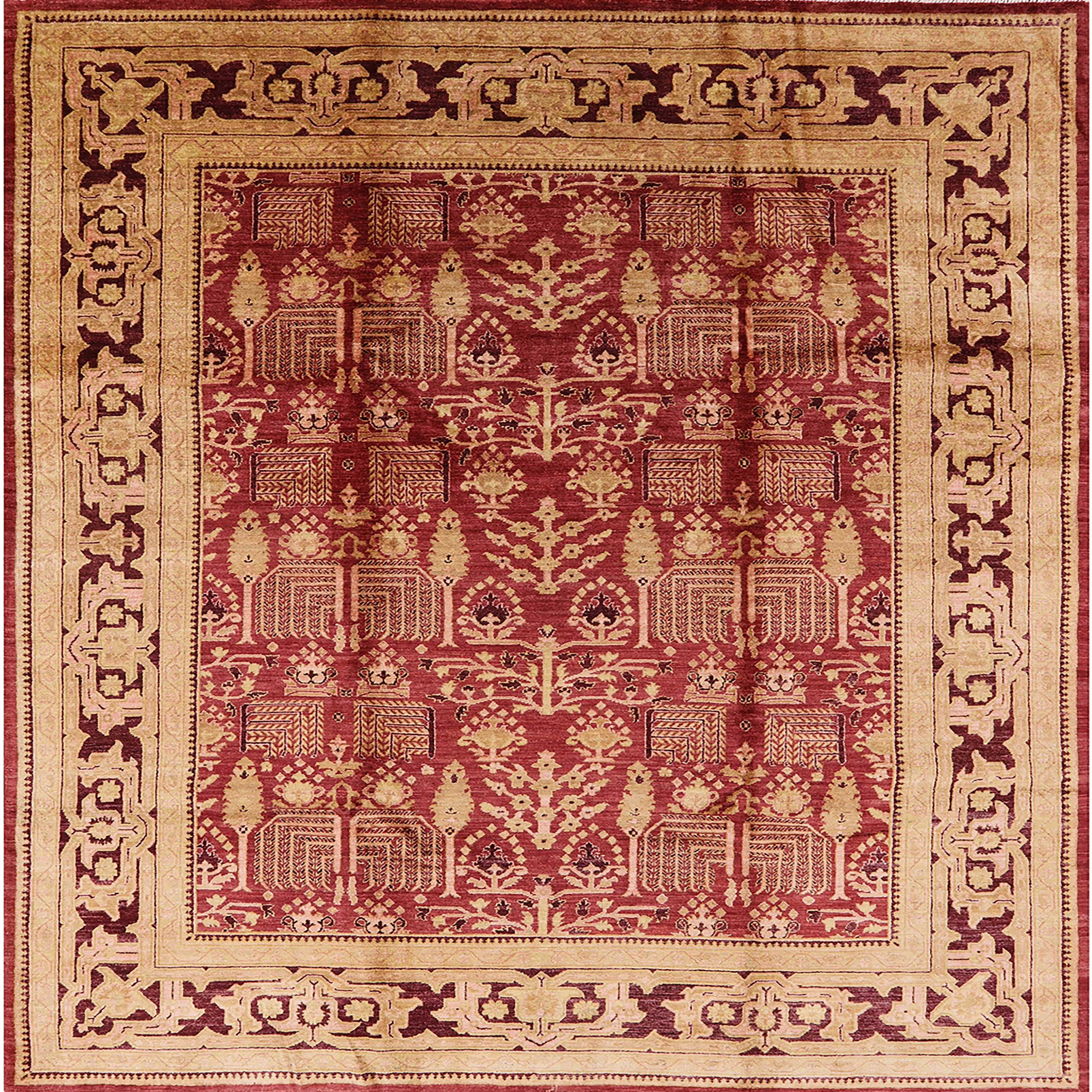 Ahgly Company Indoor Square Mid-Century Modern Red Oriental Area Rugs ...