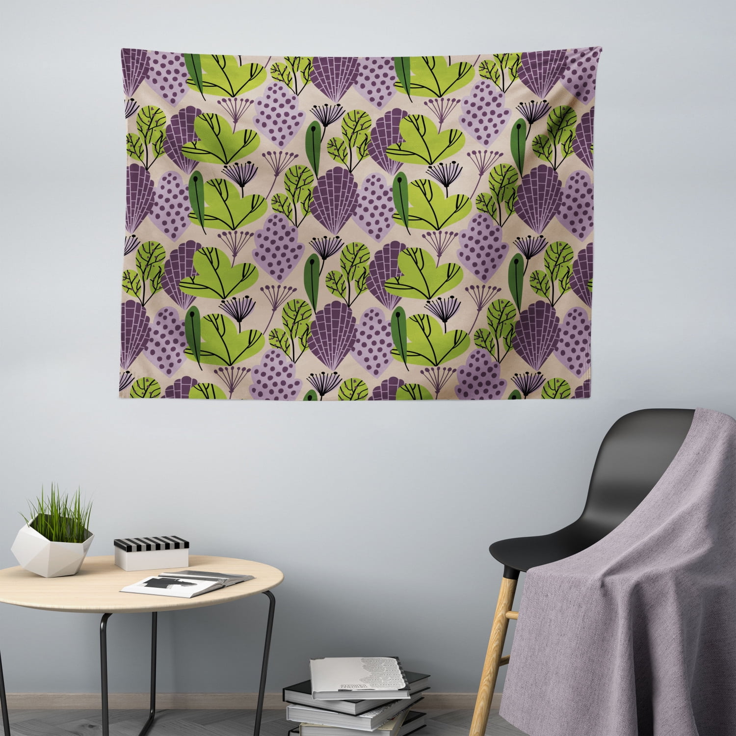 Botanical Tapestry, Repetitive Nature Themed Garden Art with Abstract ...