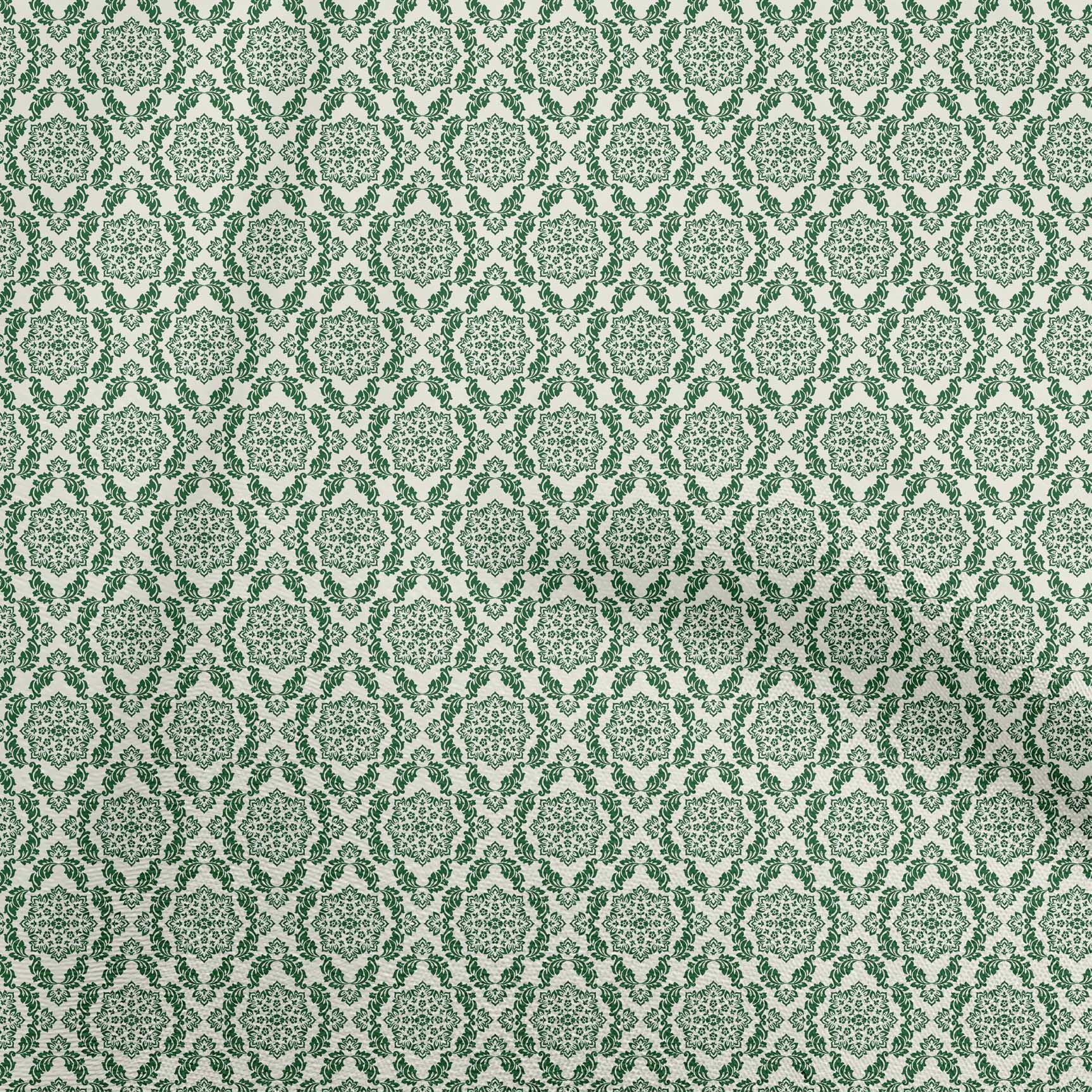 Click here for Oneoone Cotton Cambric Dark Green Fabric Damask Di... prices
