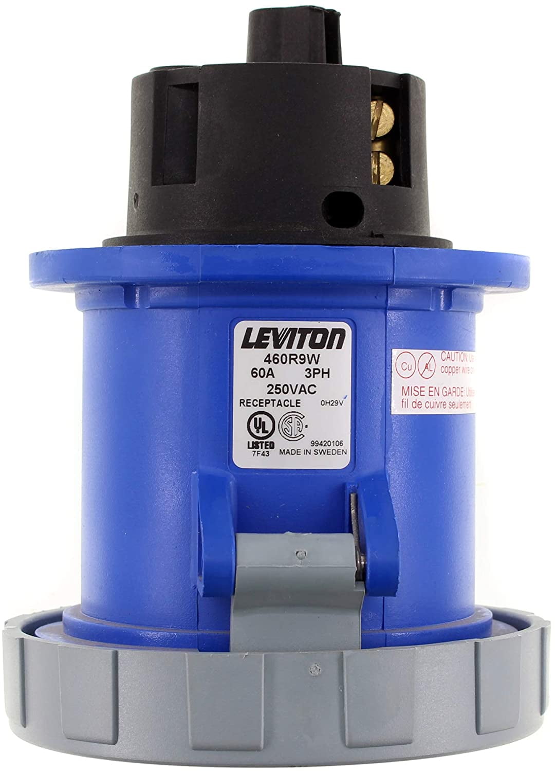 Leviton 460R9W 60 Amp, 250 Volt 3-Phase, 3P, 4W, Outlet North American ...