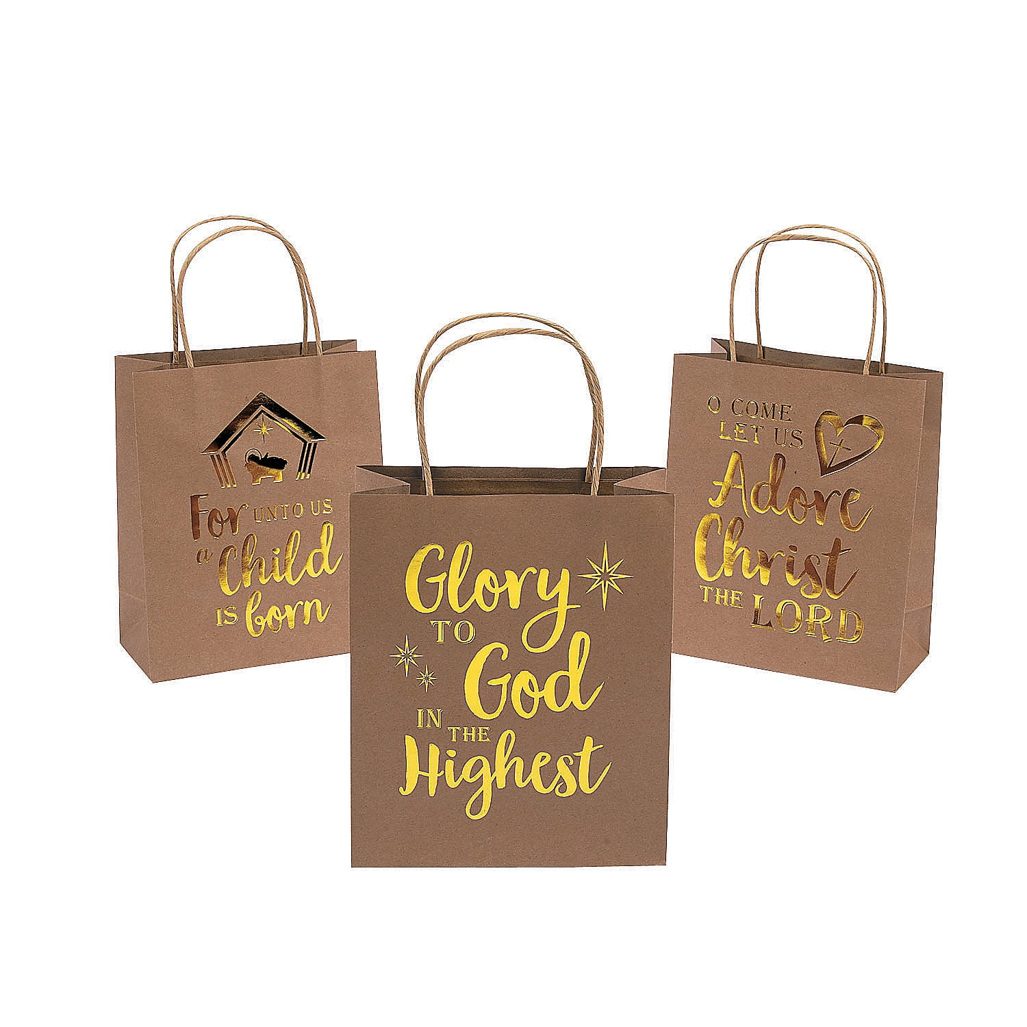 Religious Gold Metallic Craft Bag - Party Supplies - 12 Pieces ...