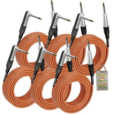 Guitar Cords (4 Pack) Right Angle Instrument Cable by Fat Toad 20FT 1/4 ...