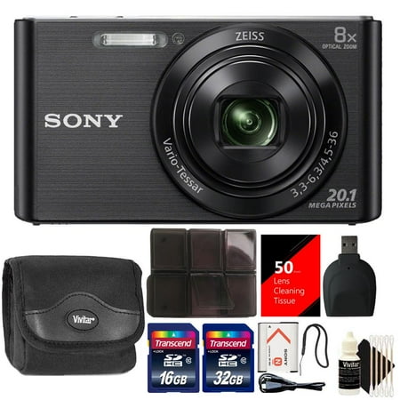 Sony DSC-W830 20.1MP Point and Shoot Digital Camera (Black) + 48GB ...