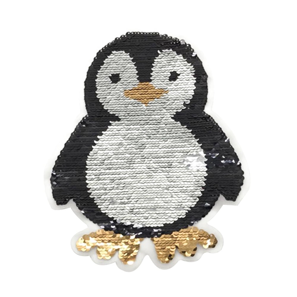 Cute Penguin Reversible Change Color Sequins Sew On Patches For Clothes ...