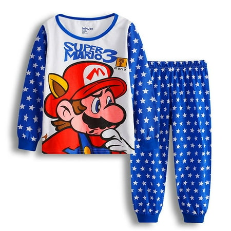 Super Mario Theme Kids Boys Long Sleeve Pajamas Set Pjs Tops Pants ...