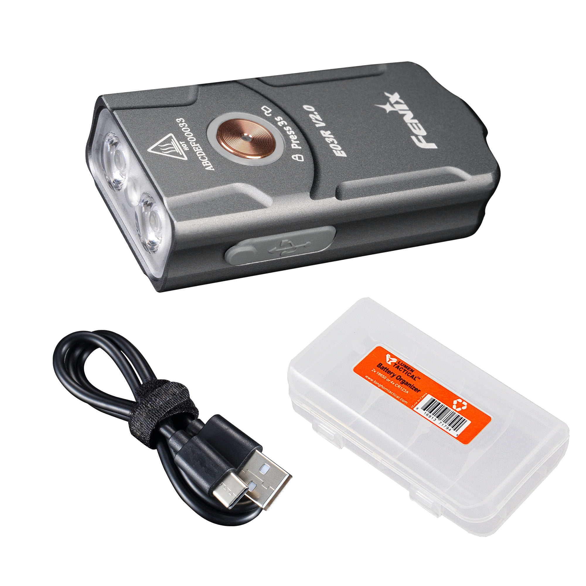 Fenix E03R v2.0 500 Lumen Rechargeable Keychain Flashlight with Red LED ...