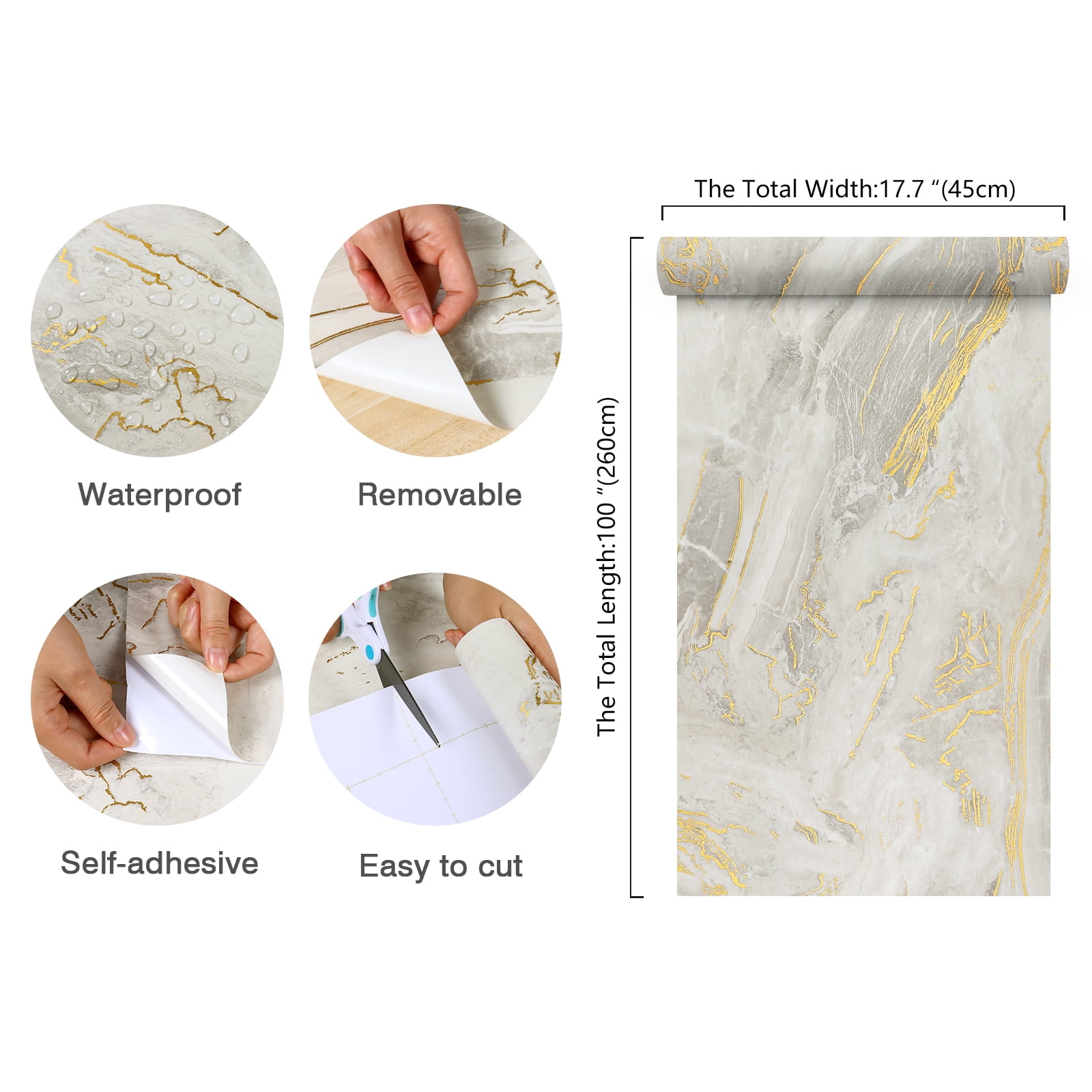 CHIHUT Matte Beige Gold Marble Contact Paper for Philippines | Ubuy