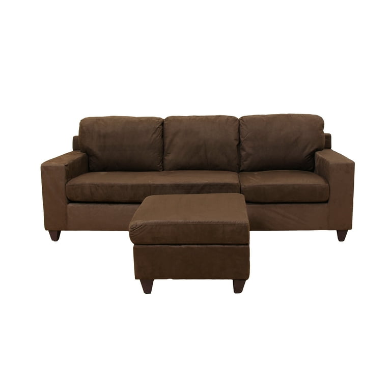 Brown Microfiber And Leather Sectional Sofa With Ottoman By Acme | Baci ...