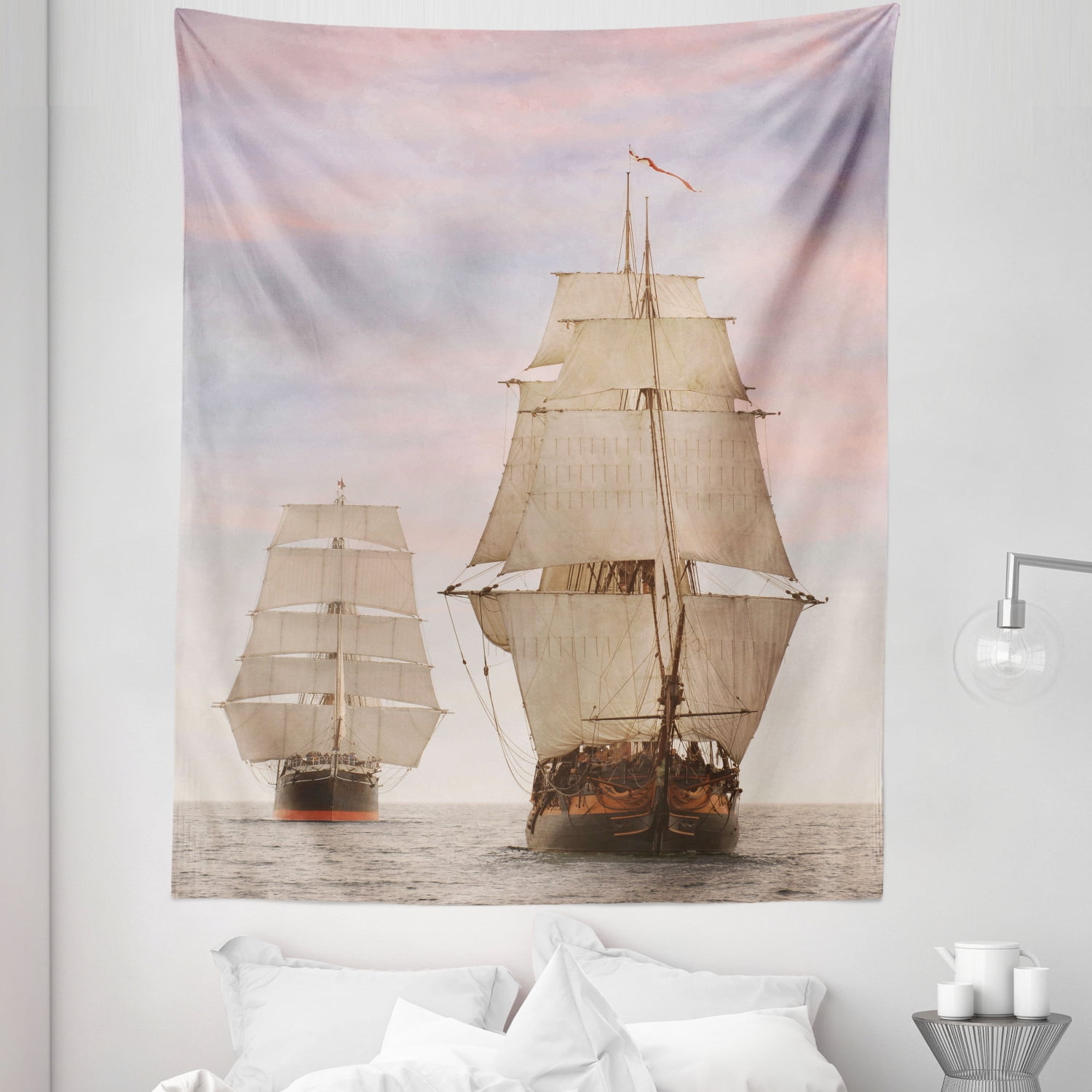 Ocean Tapestry, Sailboat Gaff Top Sail Tall Wooden Sailing Ships Waves ...