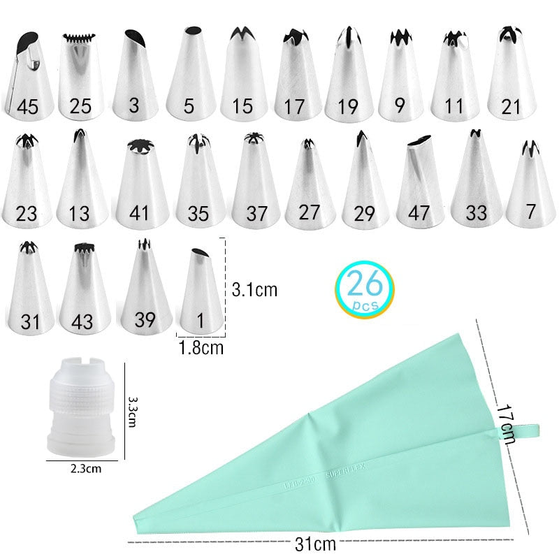 Piping Pastry Bag With Nozzles Set For Confectionery Tips Baking And ...