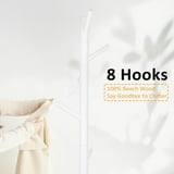TickJOY Wood Coat Rack Stand – Adjustable Standing Coat Tree with 8 ...
