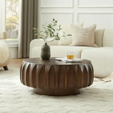 Kevinplus 31.5" Round Solid Wood Coffee Table with Sculptural Design ...