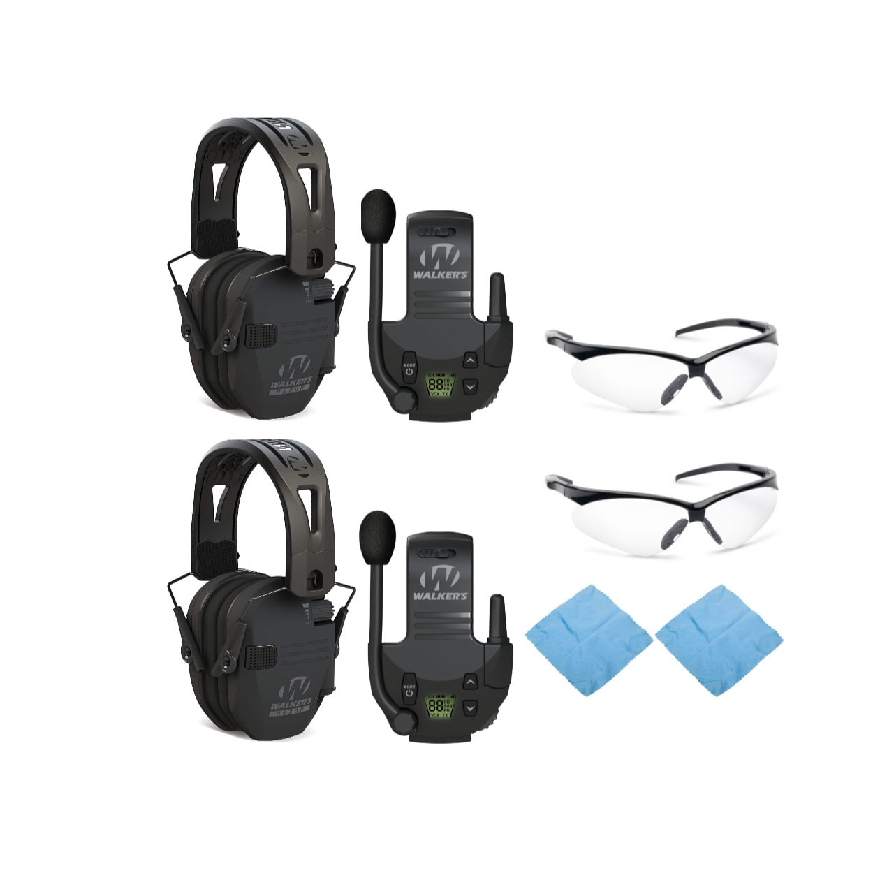 Walkers Razor Tacti-Grip with Rubber Headband with Walkie-Talkie Bundle ...