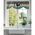 Chicken Eggs Tie Up Valances Curtain, Farmhouse Animal Teal Green Wood ...