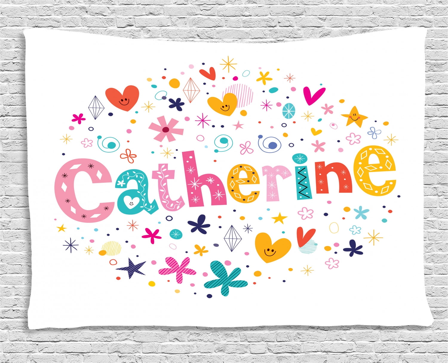 Catherine Tapestry, Colorful Alphabet Design Ornate Lettering Nursery ...
