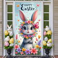 Cute Rabbit Happy Easter Banner Colorful Floral Easter Display Spring ...