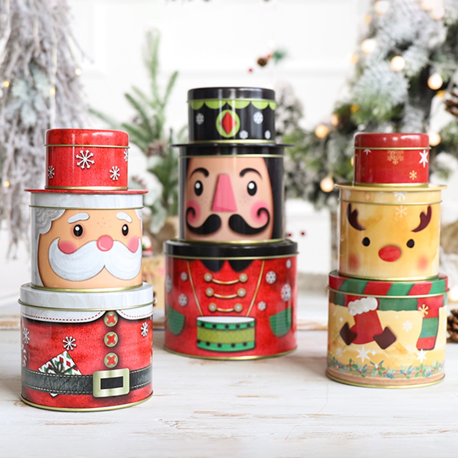 Travelwant Christmas Present Tin Box Xmas Card Tin Box Metal Cookie Tin ...
