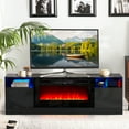 "Sonegra 70"" TV Stand with Built-in 36"" Electric Fireplace, LED Light ...