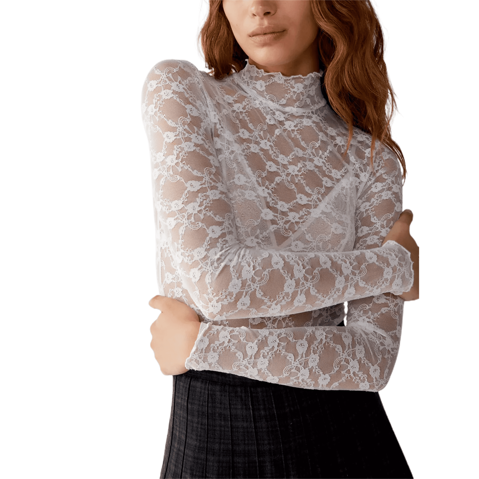 Click here for Sunsiom Women Long Sleeve Lace Tops Turtleneck She... prices