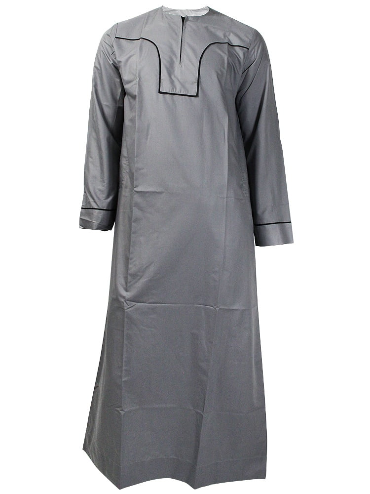 Hijaz Mashroo Madina Omani Dark Gray Long Sleeve Formal Thobe - Walmart.com